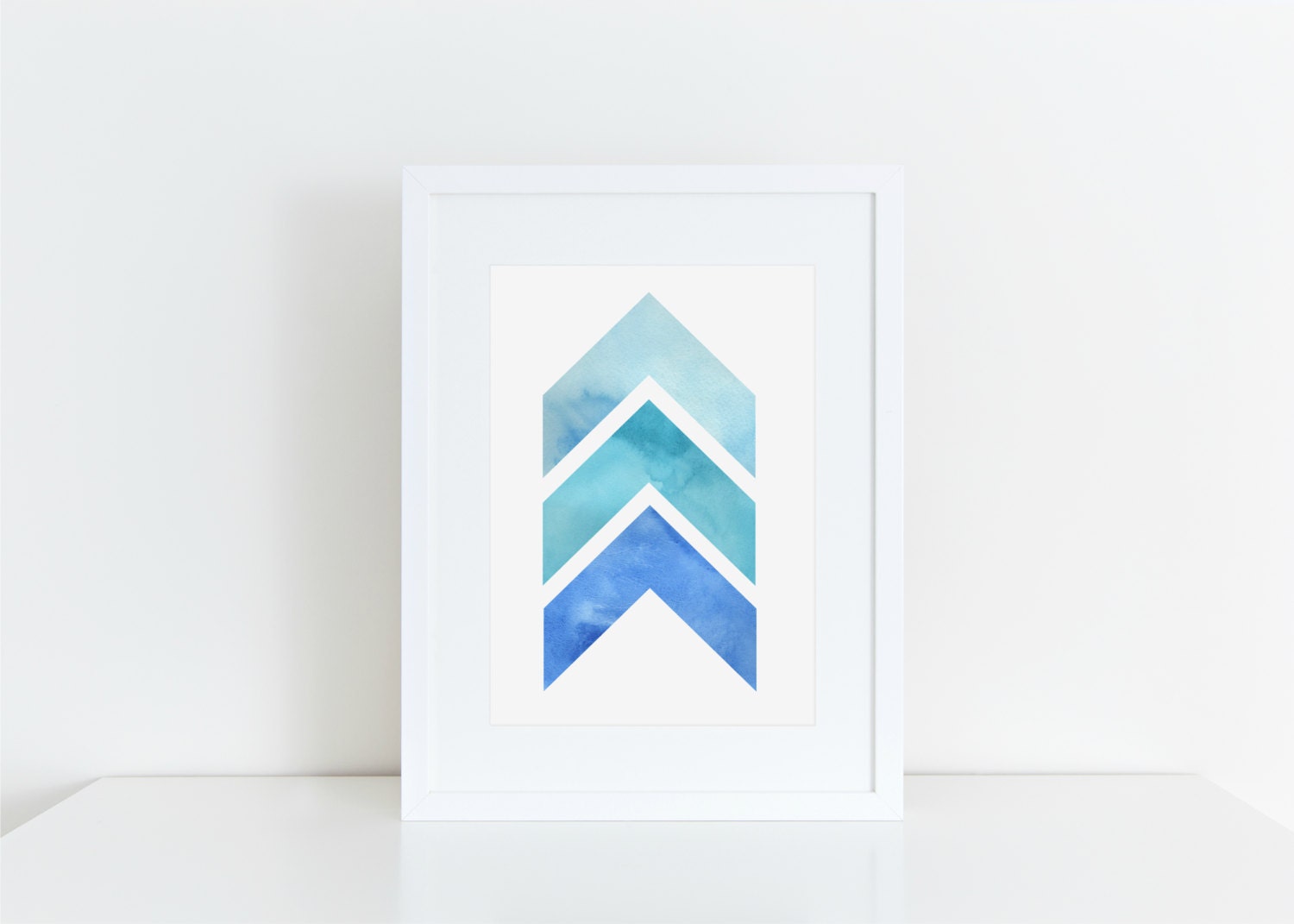 Blue Ombre Chevron Print / Ocean Printable / Chevron Wall Art