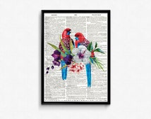 Popular items for parrot poster on Etsy