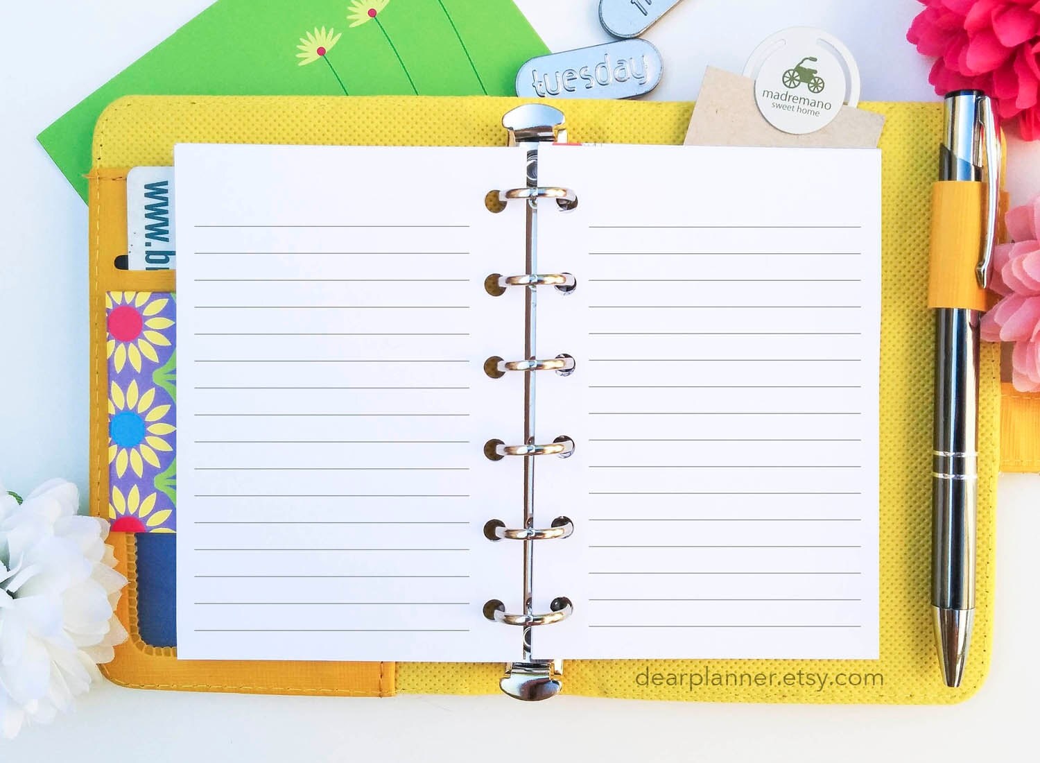 PRINTED Lined planner insert Ruled paper for pocket size