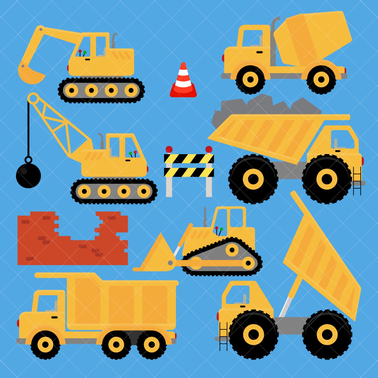 Trucks and Diggers Clipart / Construction Clipart