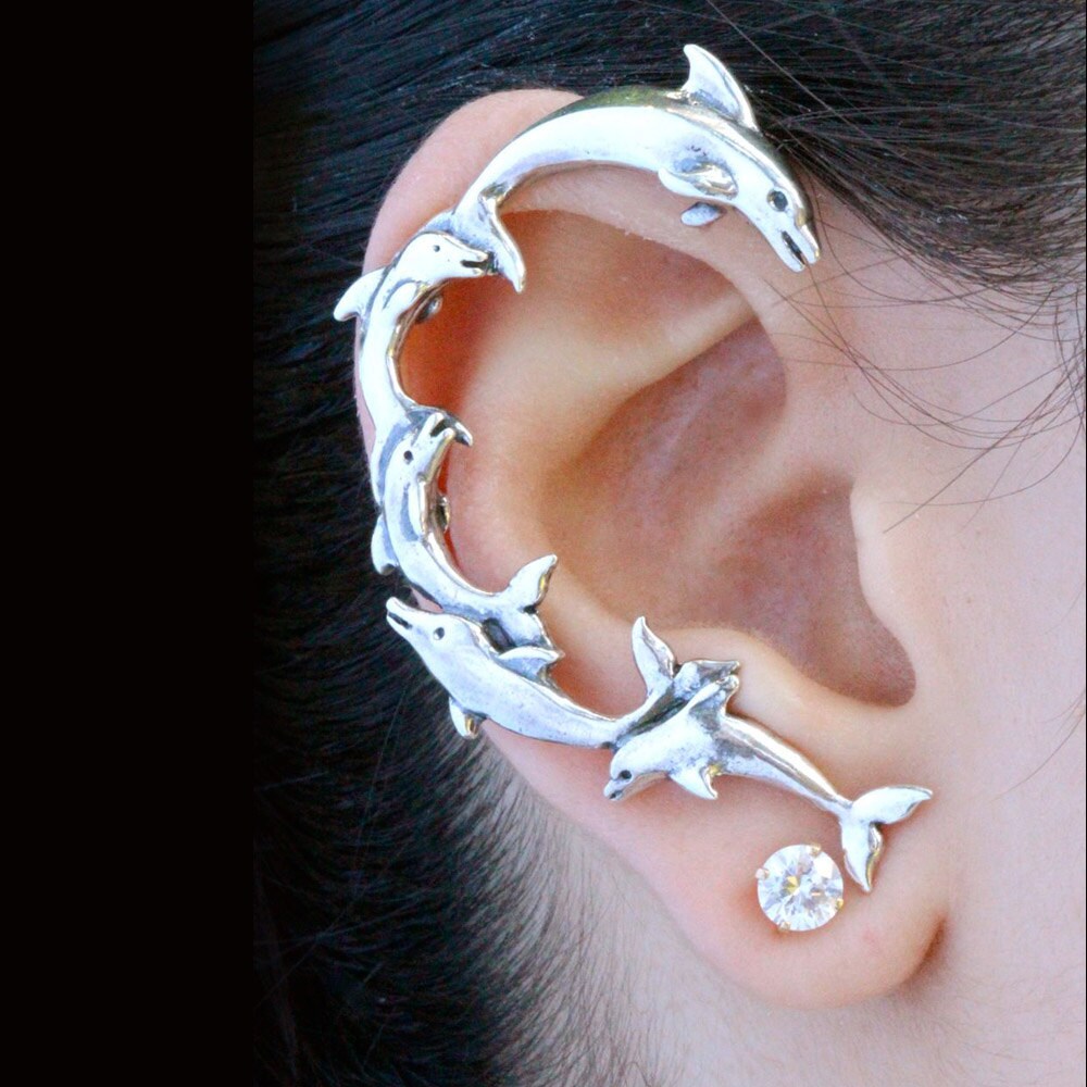 Dolphin Ear Wrap Silver Dolphin Ear Cuff Dolphin Earring