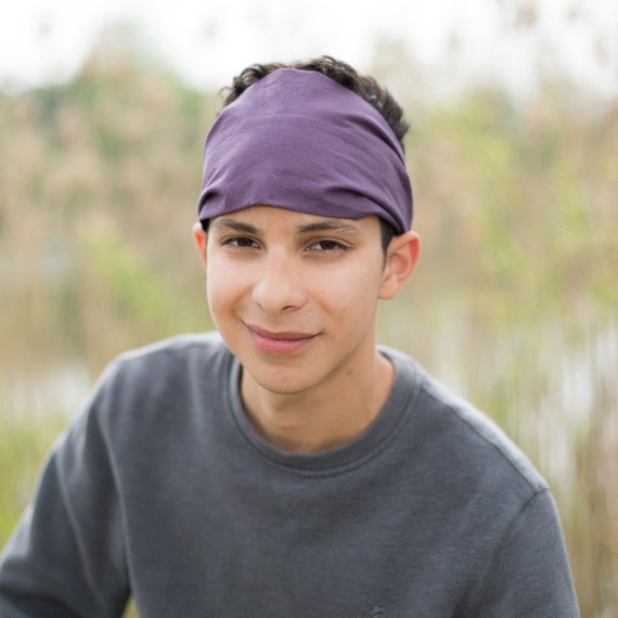 Items similar to Man Cloth Headband Purple Solid Headwrap Big Head Head ...