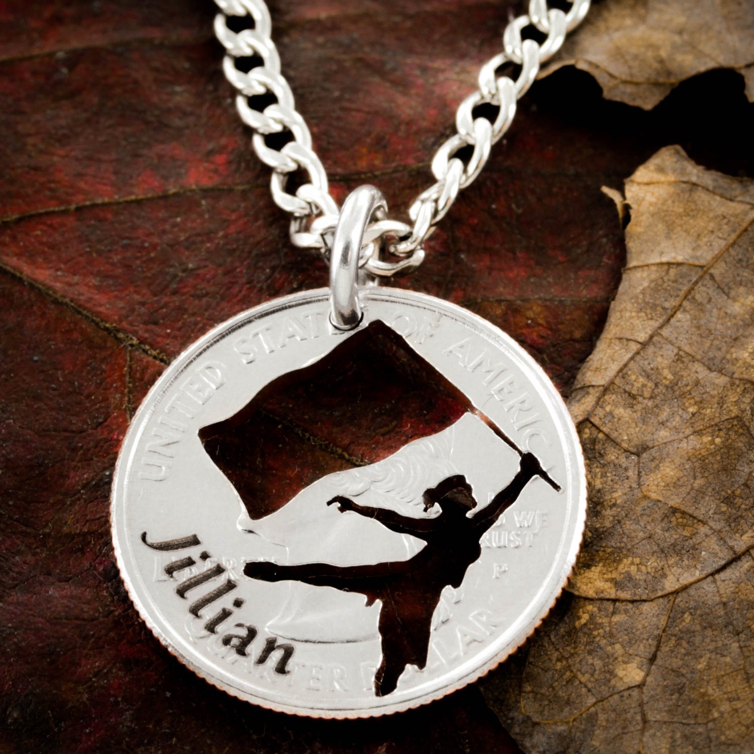 Custom Color Guard Name Necklace Colorguard Gift hand cut