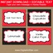 Editable Red Black Fancy Food Labels Printable Buffet Cards