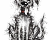 Items similar to Horrid dog Print A4 size picture Grubby smelly stinky ...