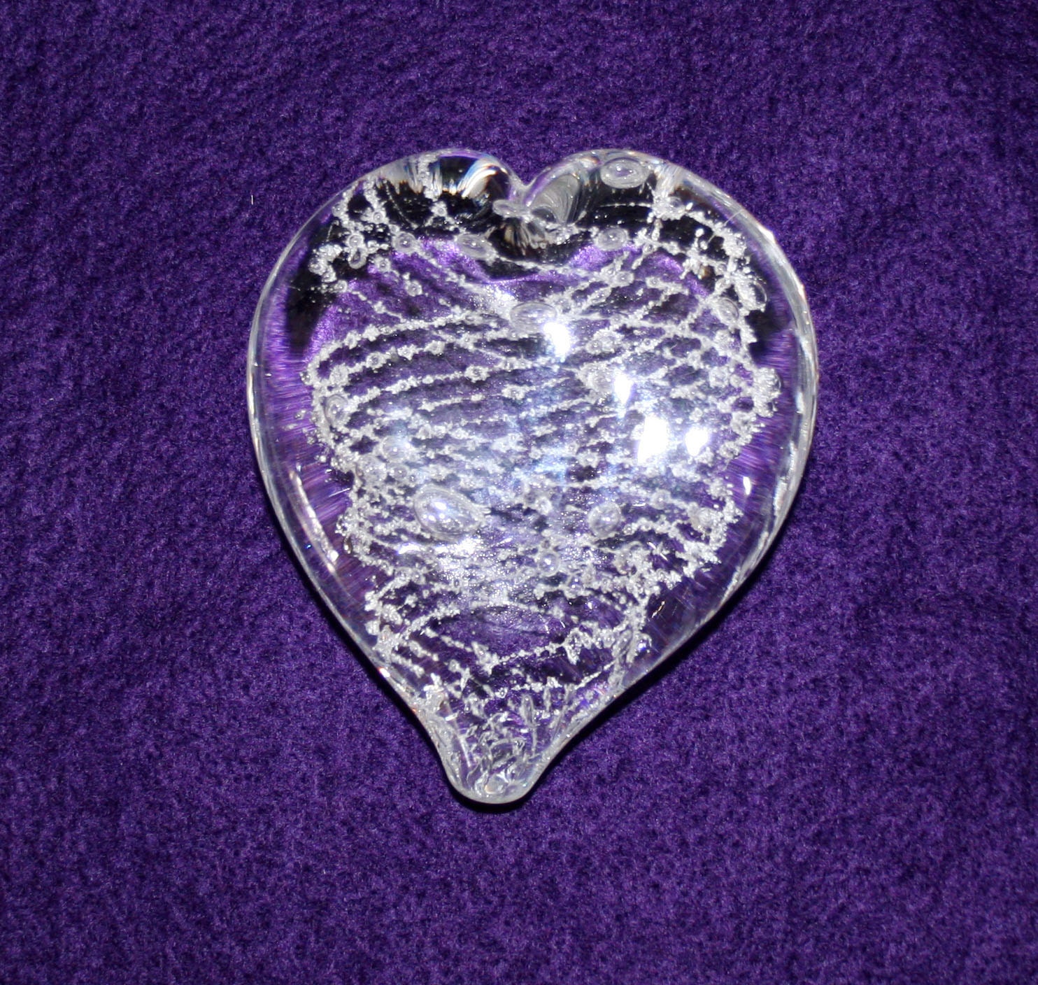 Memorial Glass Heart Paperweight Cremation Ashes Pet