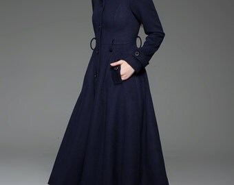 Navy blue wool coat | Etsy