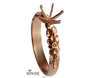 14k gold ring without gemstone Ring setting Vintage gold