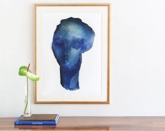 Human Head Large Red Wall Art Print Modern Abstract by BorianaM