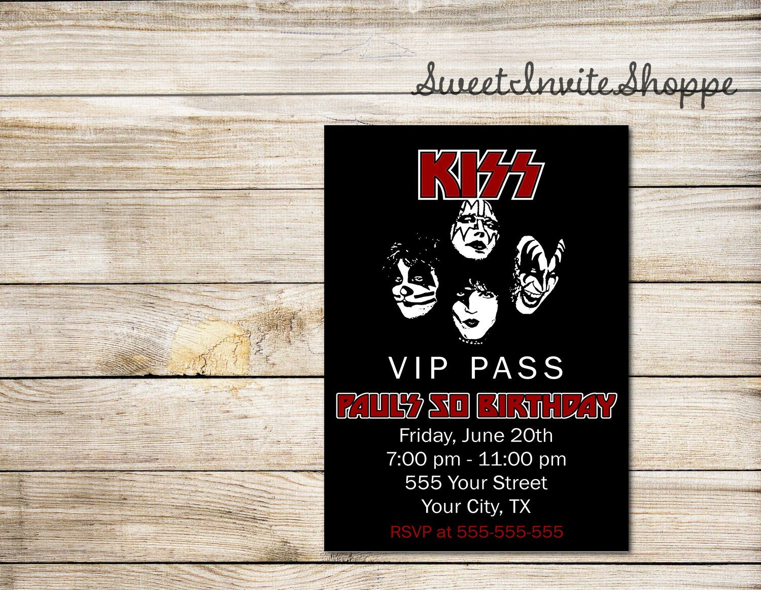Kiss Band Birthday Invitation Rock Party Invitation Rock kiss-band-birthday-invitation-rock-party-invitation-rock