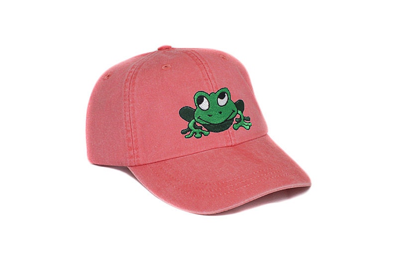 Bullfrog embroidered hat baseball cap toad wildlife by 1barkavenue