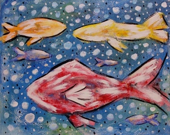 Whimsical fish art | Etsy