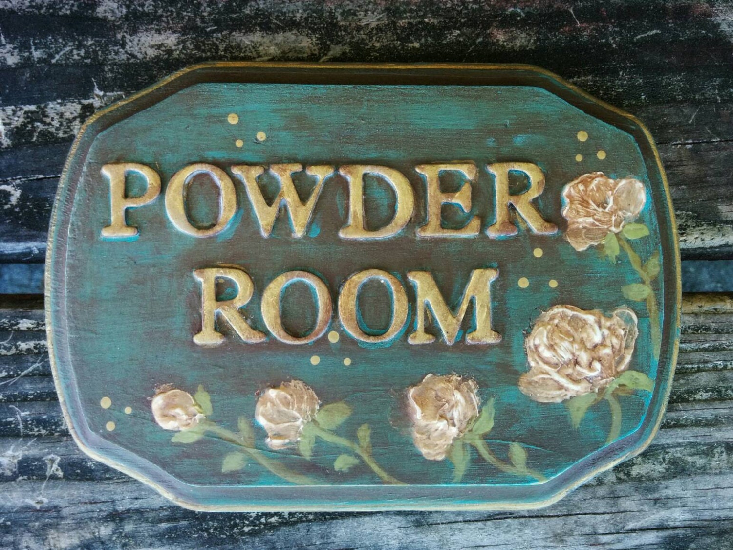 Powder Room Plaque for Wall or Door in Antique by TheGaudyCow