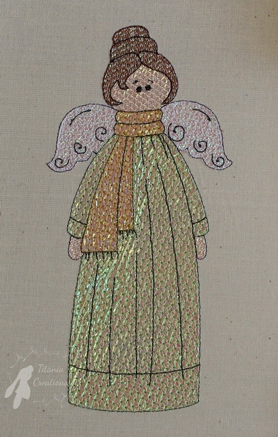 Mylar Primitive Angel Machine Embroidery Design Pattern 5x7