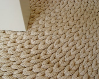 Ecri cotton cord rectangular rug crochet rug by RNArtDesign