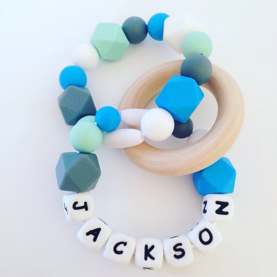 Personalized Double Ring Teether Silicone Teething Ring