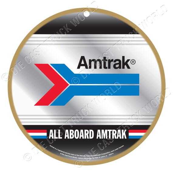 Amtrak Railroad Arrow Logo Wood Plaque / Sign