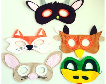 Hand finished Gruffalo and Mouse set mask dress up or role