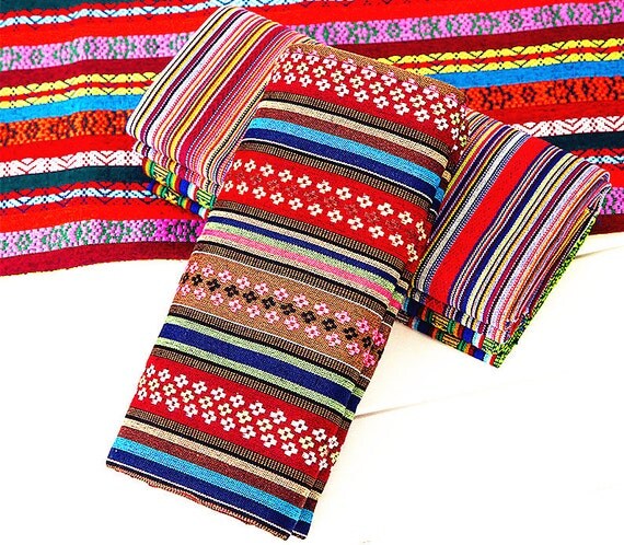 Vintage Bohemian Style Cotton Fabric Colorful BOHO Striped