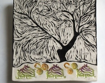 Sgraffito tile | Etsy