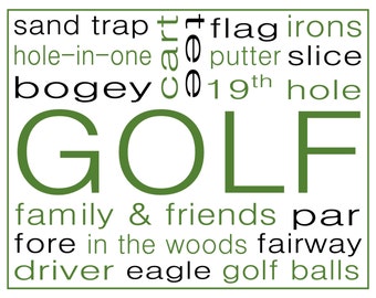 Golf word art | Etsy