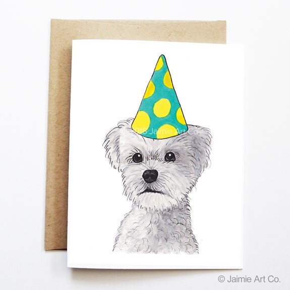 Birthday Card Maltese Dog Birthday Card Cute Birthday