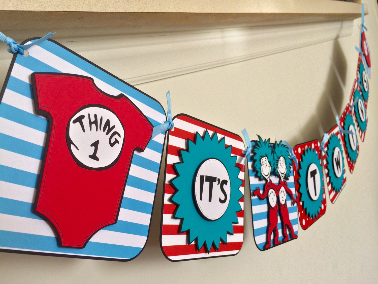 Thing 1 and Thing 2 baby shower banner by PinkConfettii on Etsy