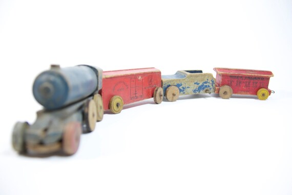 4 Vintage Strombecker Wood Trains Antique Rock Island