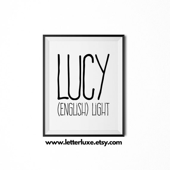 Lucy Name Meaning Art Printable Baby Shower Gift Nursery