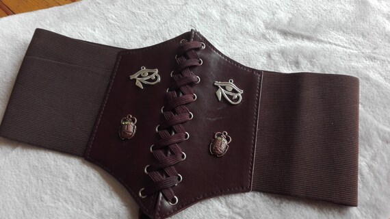 Egyptian horus belt brown Elastic Stretch by MetalmanEd on Etsy