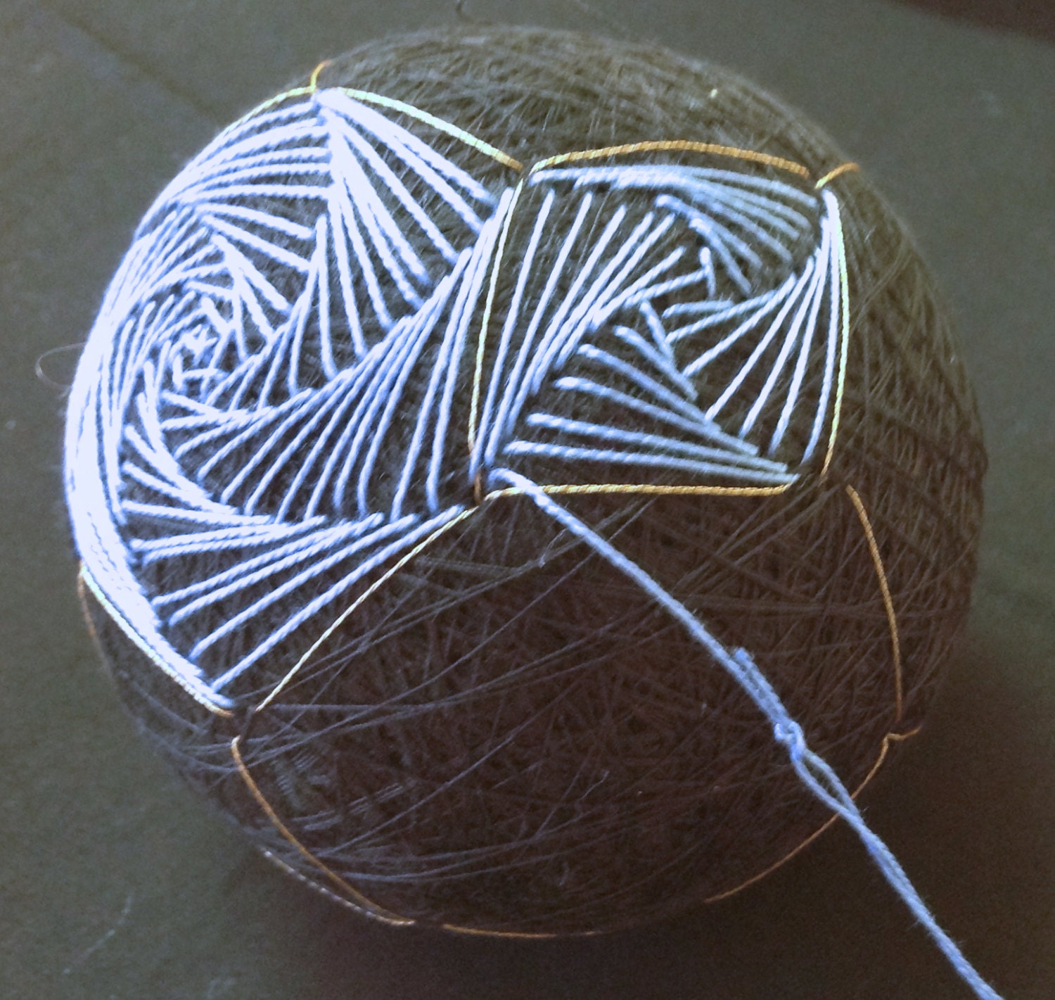 Temari Ball Instructions with photos Overall swirl pattern