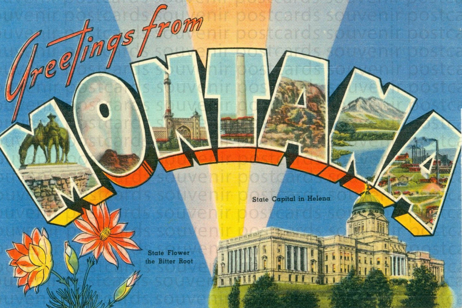 Montana Postcard, Montana, Montana Print, Montana Art, Montana ...