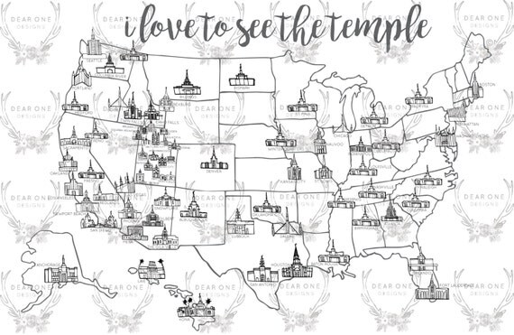 LDS Temple Map by thedearonedesigns on Etsy