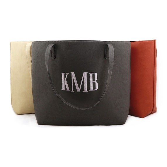 Fake Leather Monogrammed Tote Bags | semashow.com