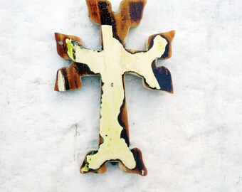 Cream Slovak Cross Salvaged Wood Cross Wooden Wall by woodenaht