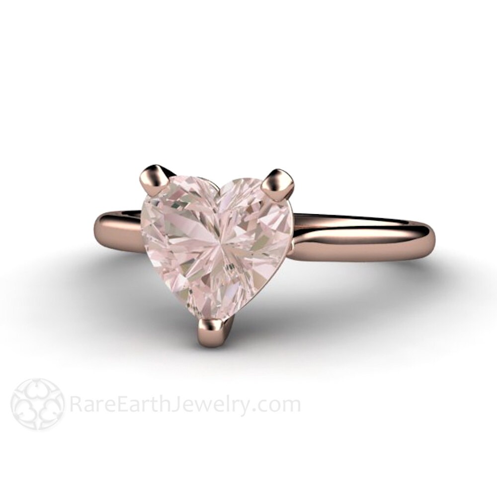 Morganite Ring Morganite Engagement Ring Heart Solitaire 14K
