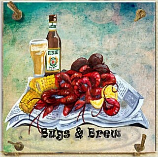 Louisiana Cajun Seafood Original Art 4 Tile Wall Decor