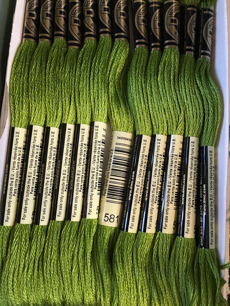 DMC 581 Moss Green Embroidery Floss 2 Skeins 6 Strand Thread