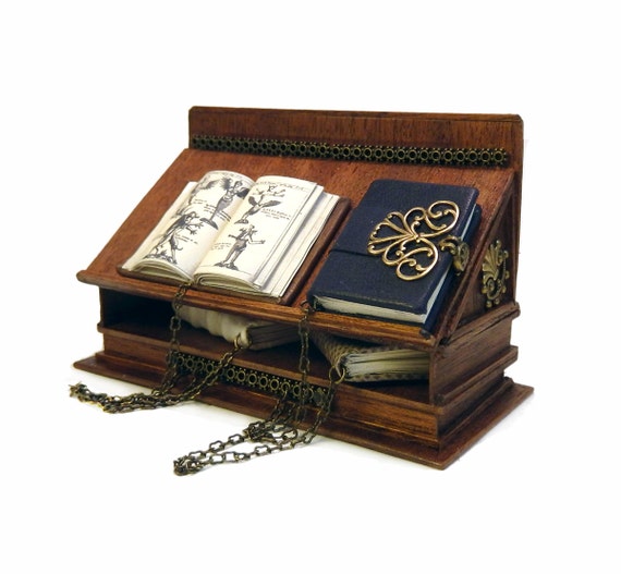 Miniature Chained Medieval Book Stand by BoPressMiniatures on Etsy