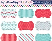 50% OFF SALE Clipart Labels Red & Blue Patterns Polka Dots Chevron ...