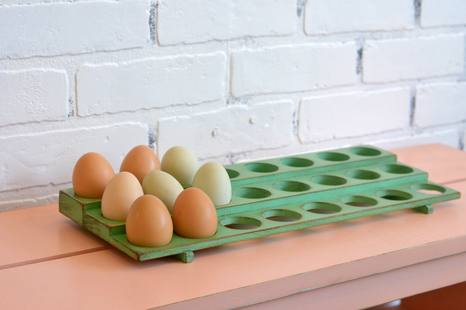 Handmade Wood Egg Holder for 2 Dozen in Super Vintage