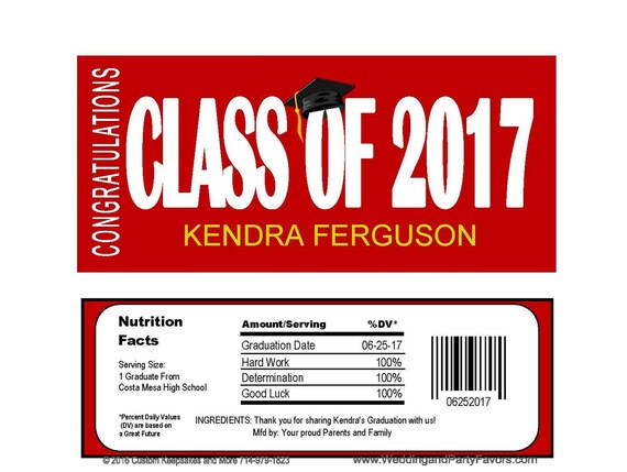 Word Template For Personalized 2018 Graduation Candy Bar Wrapper Waterklo