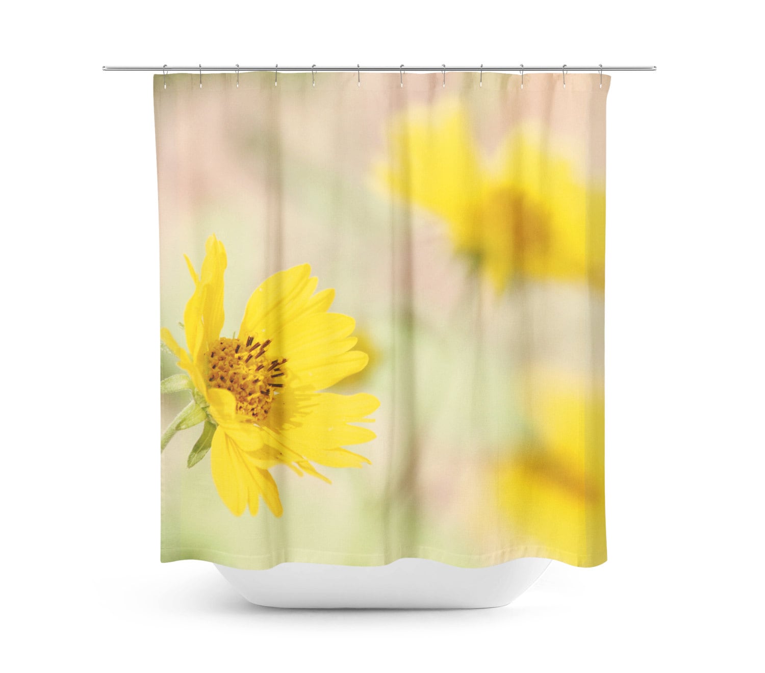 Yellow Flowers Shower Curtain Bright Yellow Floral