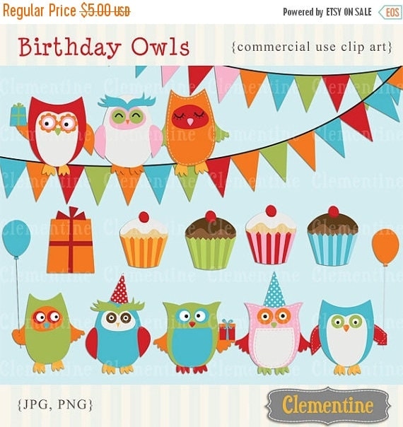 60% OFF SALE Printable owl clip art by ClementineDigitals on Etsy
