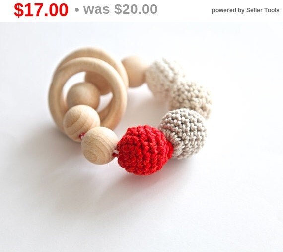 Christmas gift idee Teething toy with 4 big crochet by nihamaj