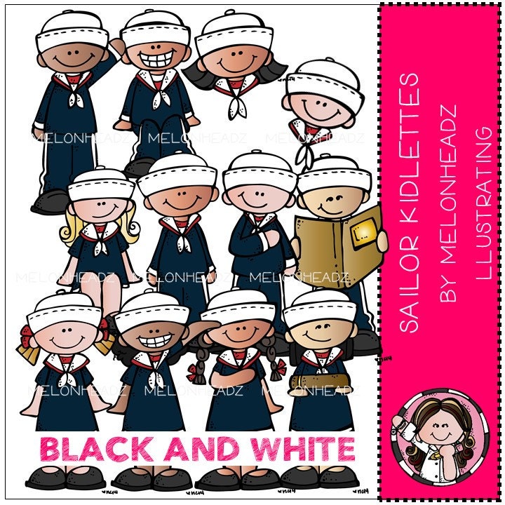 Sailor clip art Kidlettes BLACK AND WHITE