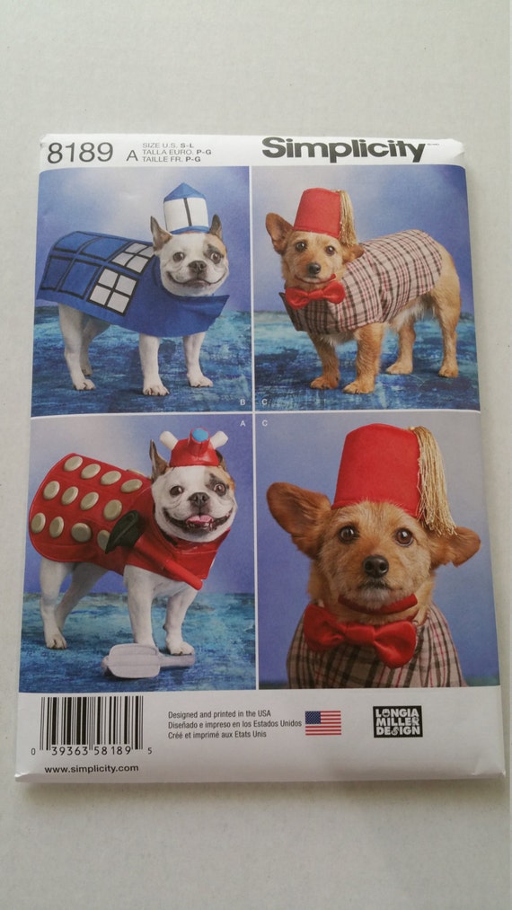 Simplicity Sewing Pattern 8189 Dog Costumes Inspired by Doctor