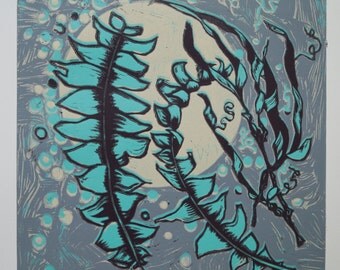 Reductive linocut | Etsy