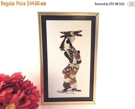 Butterfly Picture African Art Signed Sam Dube by TKSPRINGTHINGS