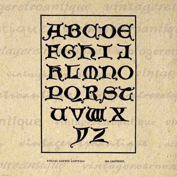 Printable Medieval Ancient Alphabet Digital by VintageRetroAntique